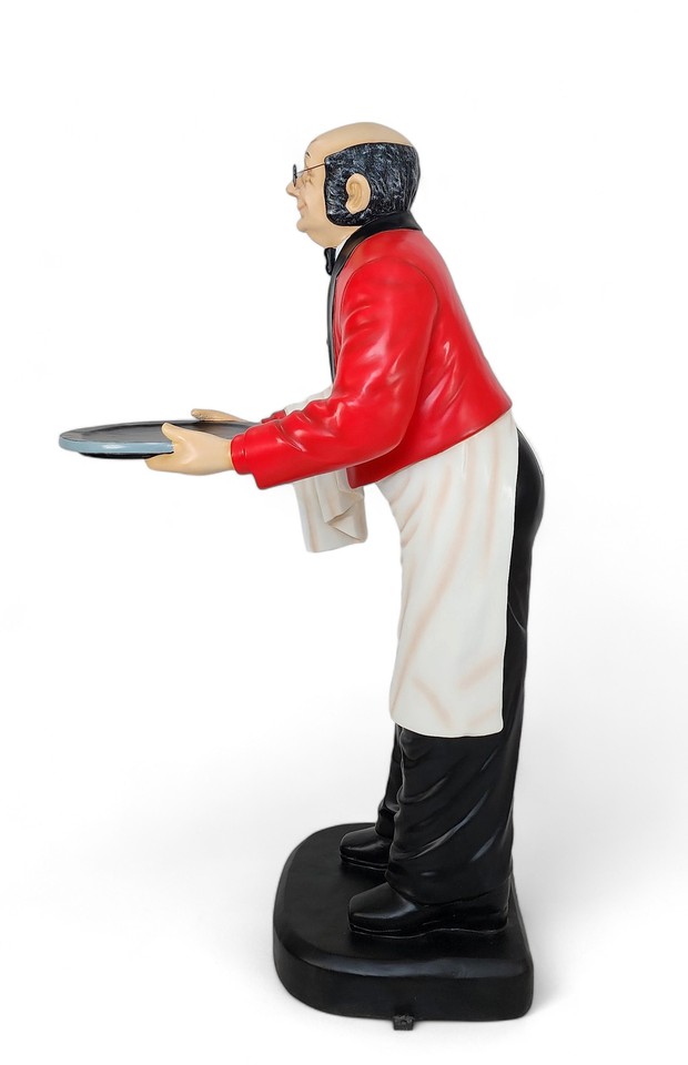 Waiter Old Man Butler Life Size Statue Holding Serving Tray 6FT Indoor ...