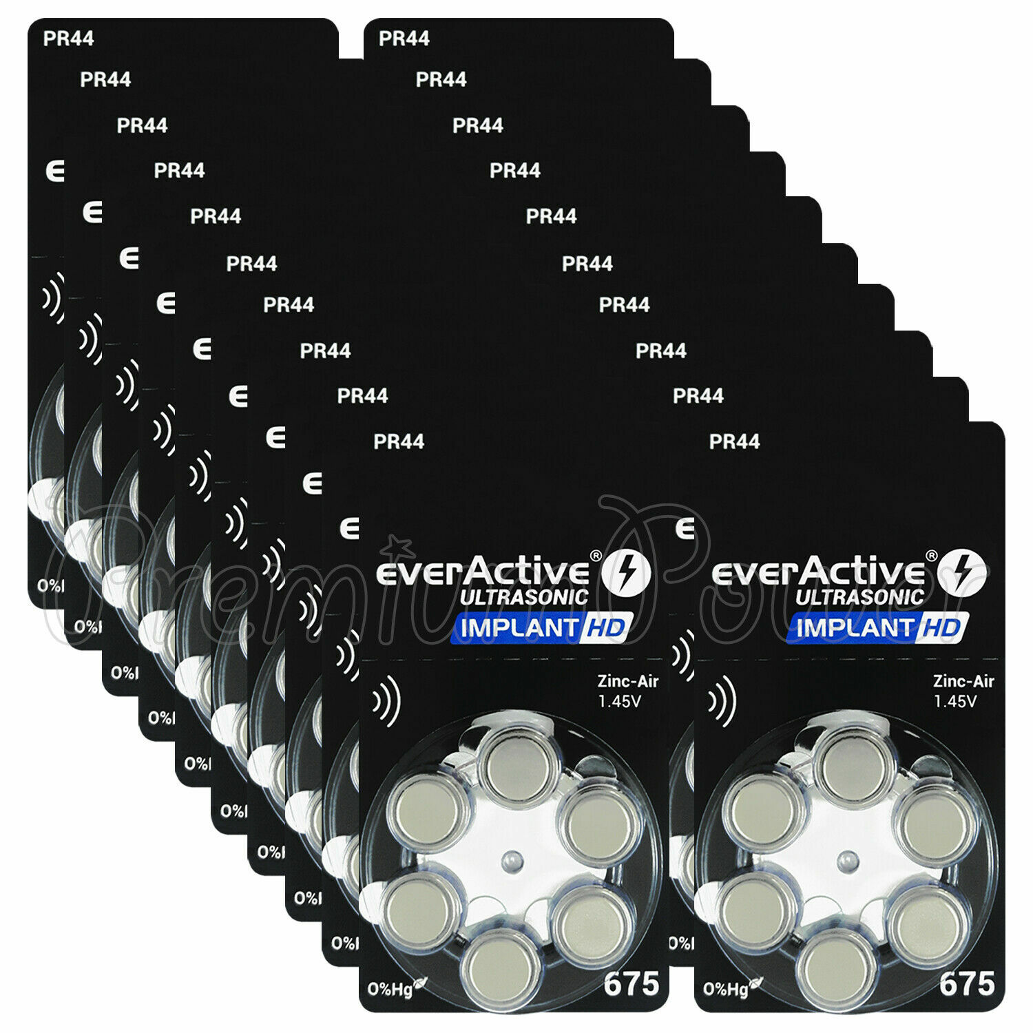 120 cells x everactive 675 Size Implant HD Hearing aid batteries PR44 ...