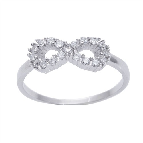 Sterling Silver Rings 925 Cubic Zirconia Infinity Symbol Stack Ring ...