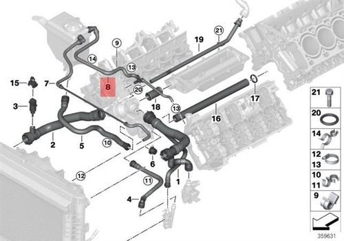Genuine BMW E60 E60N E61 Cooling System Water Hose Vent Pipe OEM ...