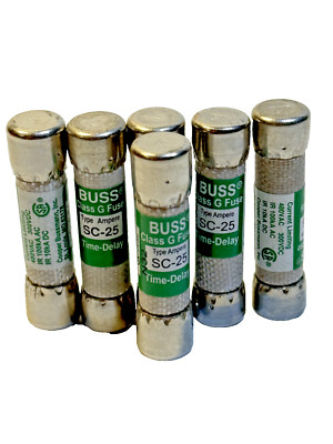 Lot of 6 each Bussman SC-25 25Amp Fuses Time Delay Class G 480VAC ...
