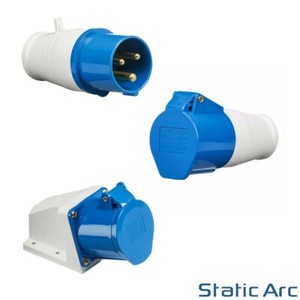 32A 3-PIN INDUSTRIAL POWER PLUG ELECTRICAL SOCKET CONNECTOR SURFACE ...