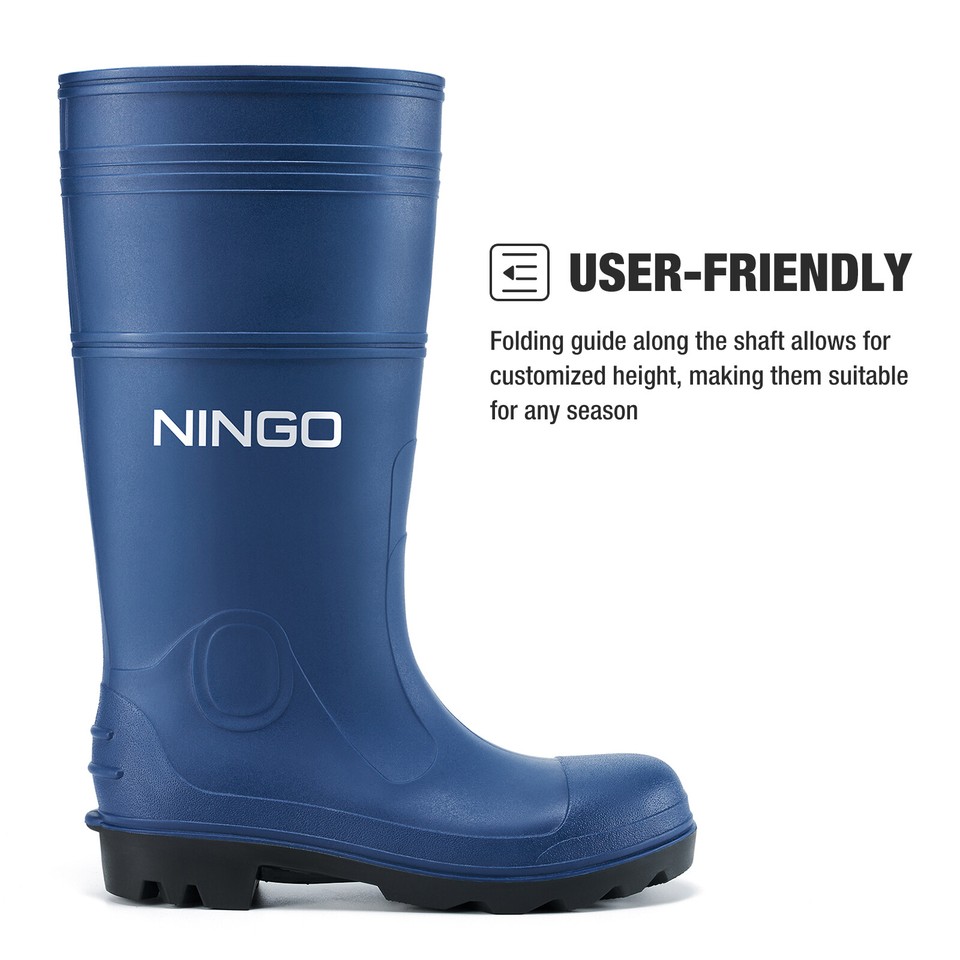 NINGO Men Steel Toe/Shank Work Rain Boot Arch Support Construction ...