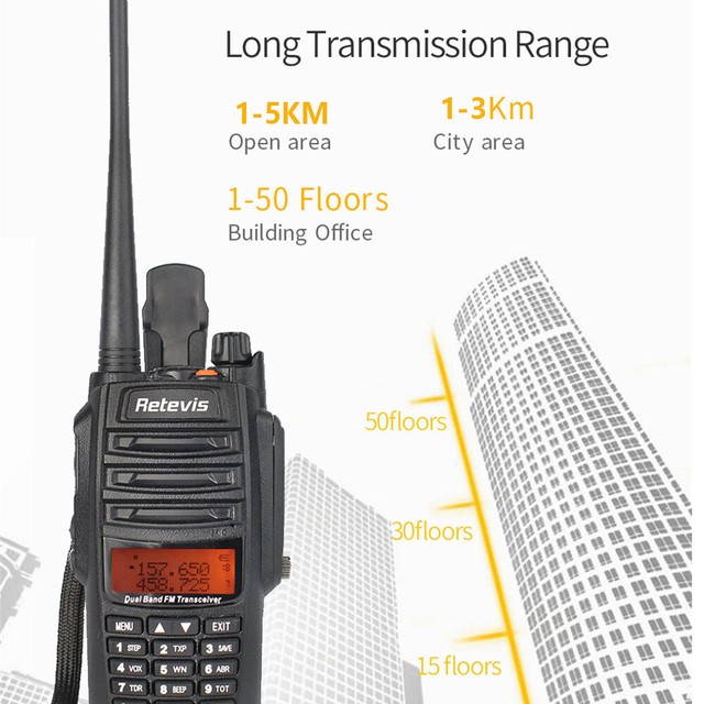 Ham Radio Retevis Rt6 Walkie Talkie Dual Band Ip57 Waterproof Emergency ...