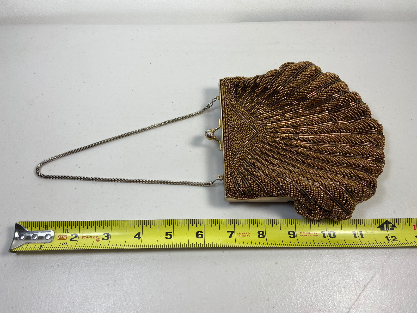 Vintage Walborg Deco Beaded Clam Shell Evening Purse Copper Bronze Gold ...