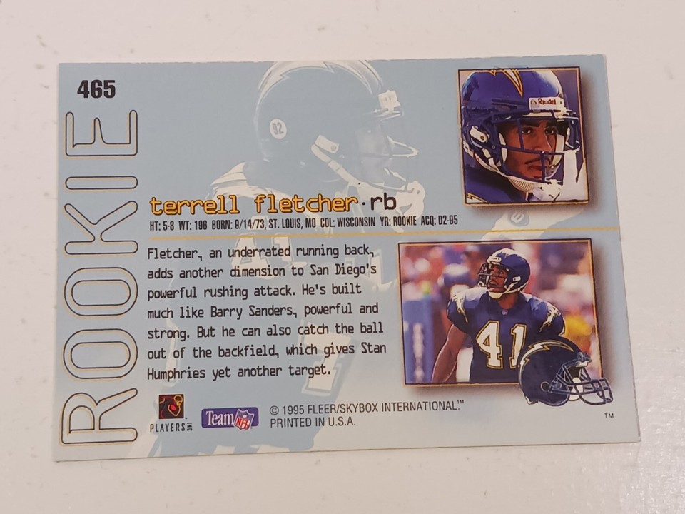 Terrell Fletcher San Diego Chargers 1995 Fleer Ultra Extra Rookie Card ...