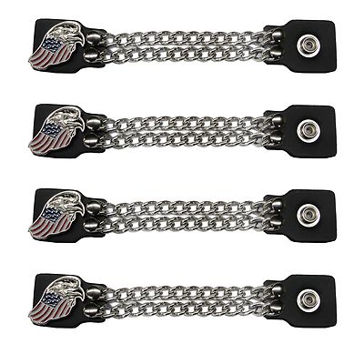 American Flag Eagle Head Patriot 4 Pc Genuine Leather Vest Extenders ...