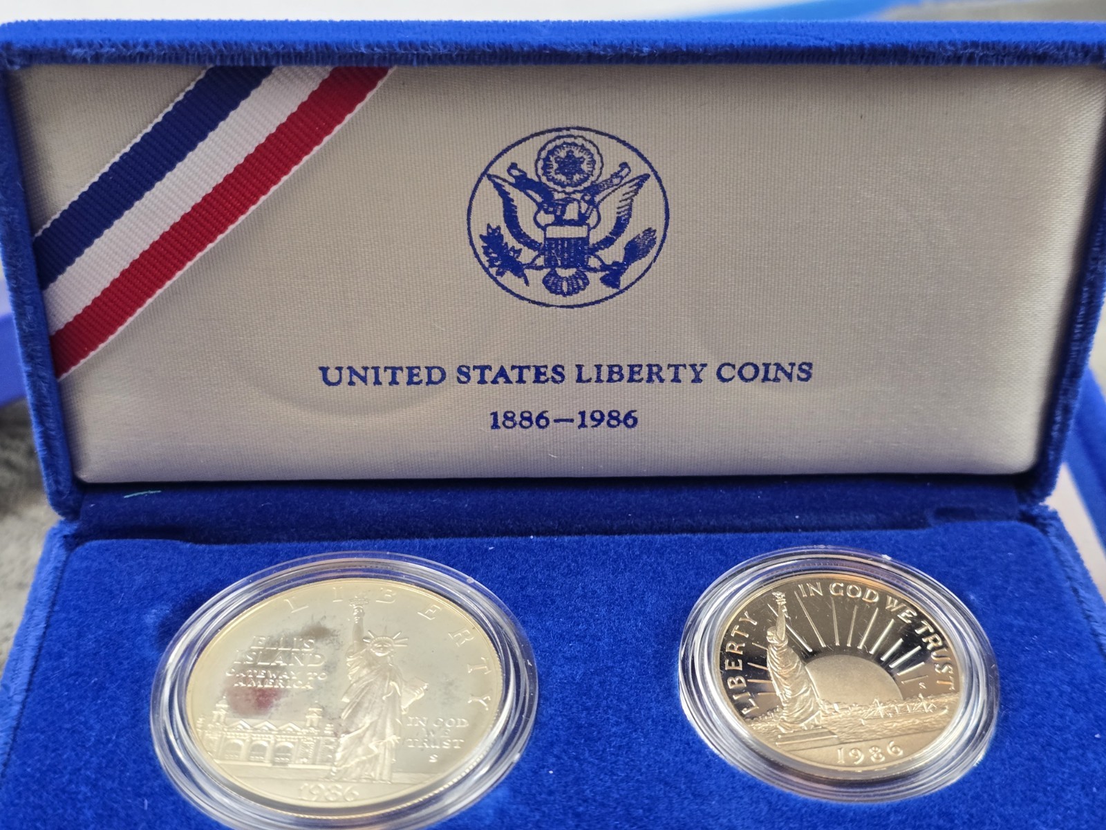 US Mint Liberty 2-Coin Proof Set $1 & Half Dollar COA Box & Papers ...