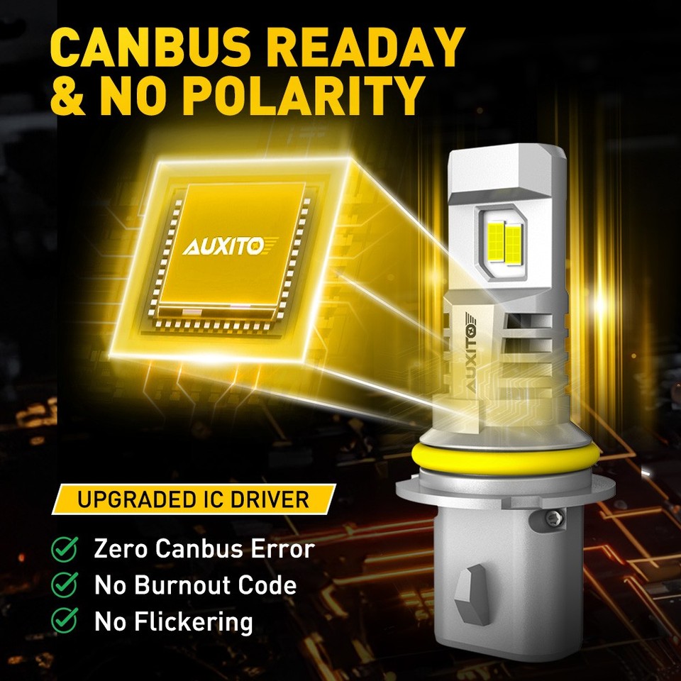 AUXITO 9007/HB5 LED Headlight Bulbs Kit High Low Beam 6500K Super White ...