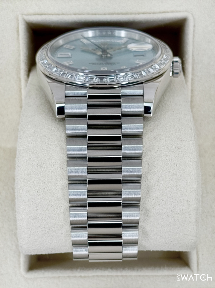 2022 Rolex Day-Date 40mm 228396TBR Ice Blue Diamond Baguette Dial | eBay