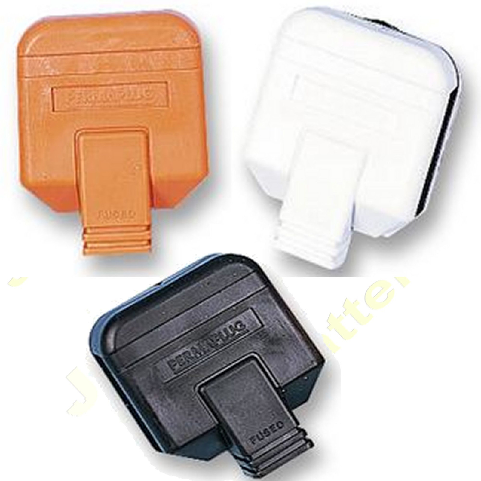 MAINS RUBBER UK 3 PIN FUSED PLUG,3A 5A 10A 13A BLACK WHITE ORANGE Heavy ...