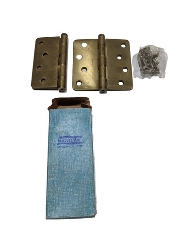 Vintage National Door Hinges 3.5 x 3.5in Dull Brass Square Corner 512 ...