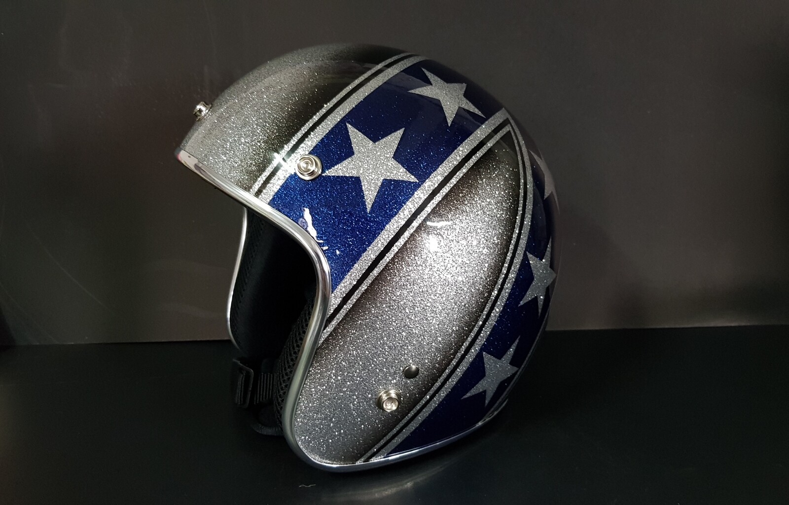 Vintage style motorcycle helmet with metal flake | eBay