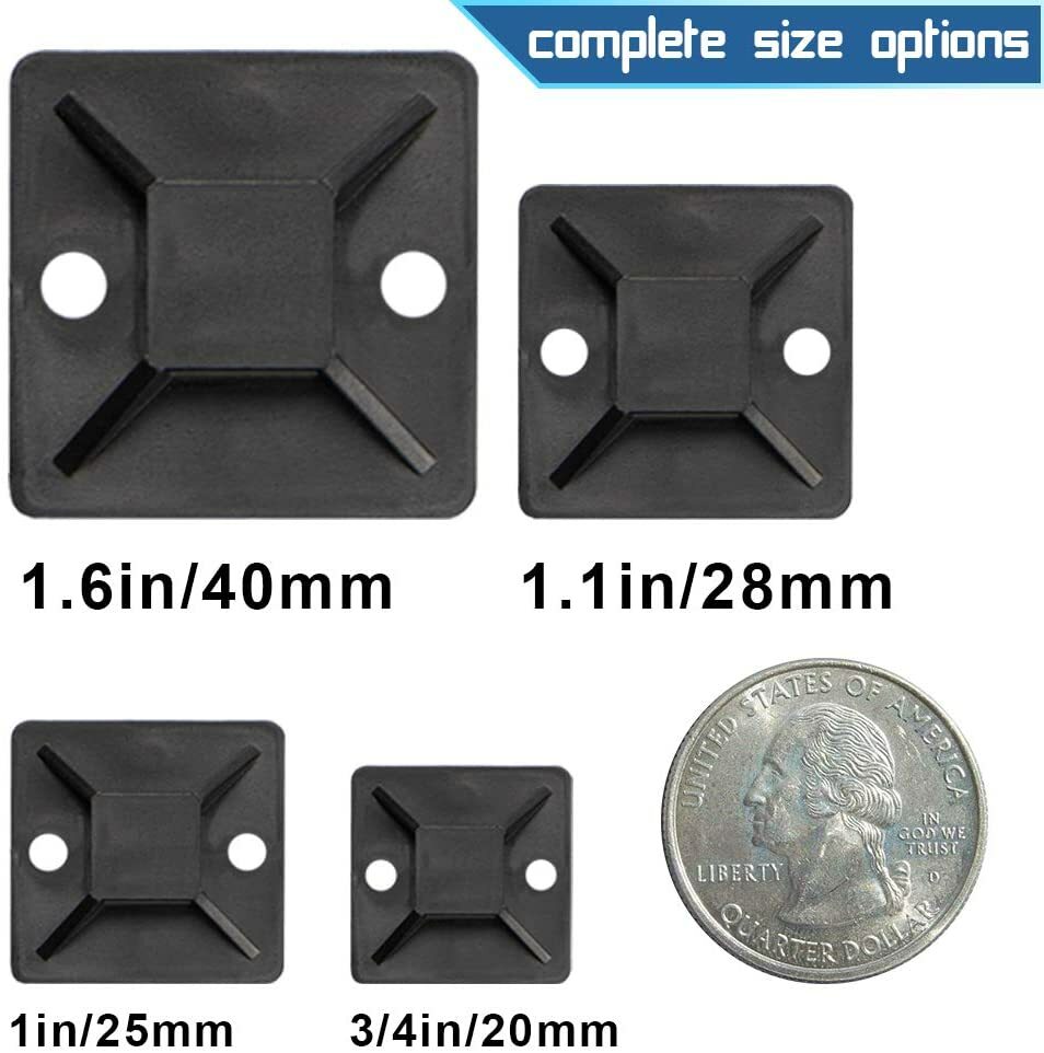 Self Adhesive Cable Tie Mounts 3M Strongly Adhesive Backed Zip Tie Base ...