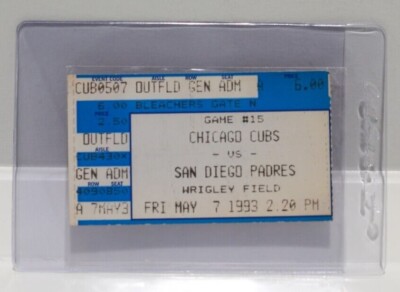 Chicago Cubs Ticket Stub 5/7/1993 San Diego Padres Wrigley Field Tony ...