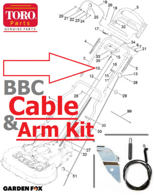 Genuine TORO Timemaster mdl 20199 sn 3150001-999999 BBC CABLE & ARM KIT ...