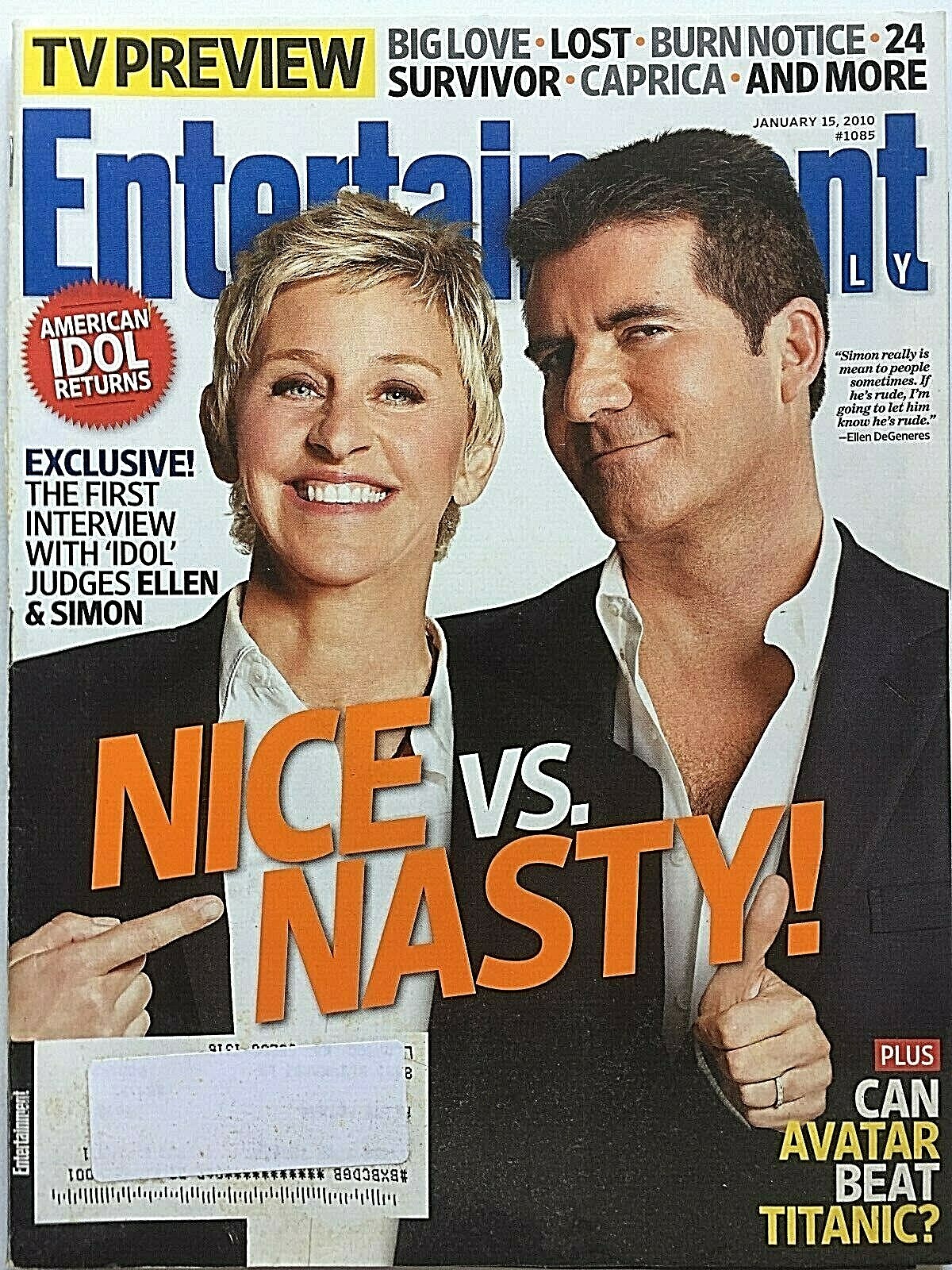 ELLEN DEGENERES & SIMON COWELL AMERICAN IDOL 2010 Entertainment Weekly ...