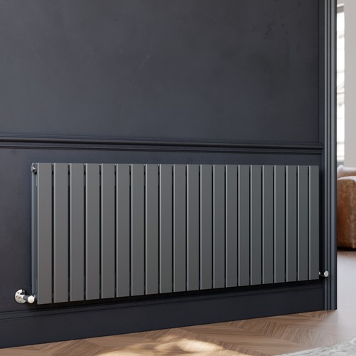 Horizontal Radiator Anthracite Grey Flat Panel Bathroom Central Heating ...