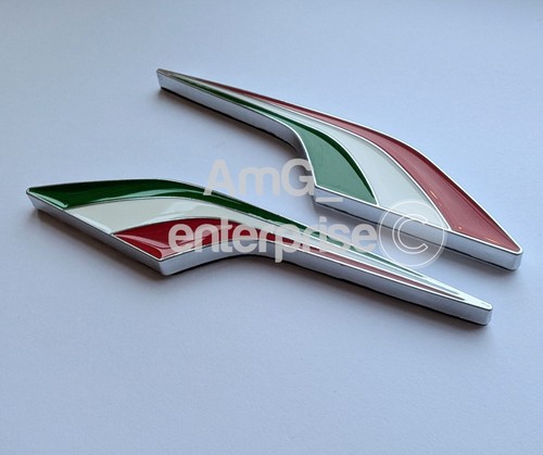 Side Wing Chrome Italy Tricolore Badges for Fiat 595 500 Spider Abarth ...
