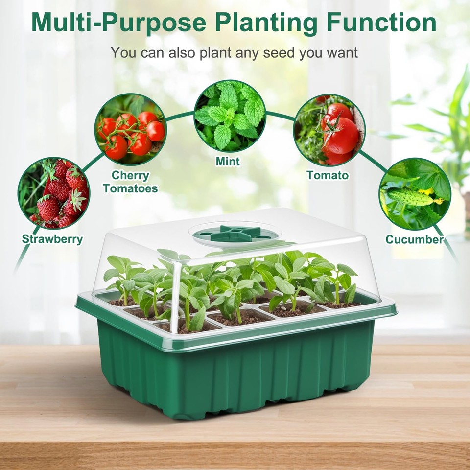 Seed Starter Tray Kit with Adjustable Humidity Dome Plant Germination ...