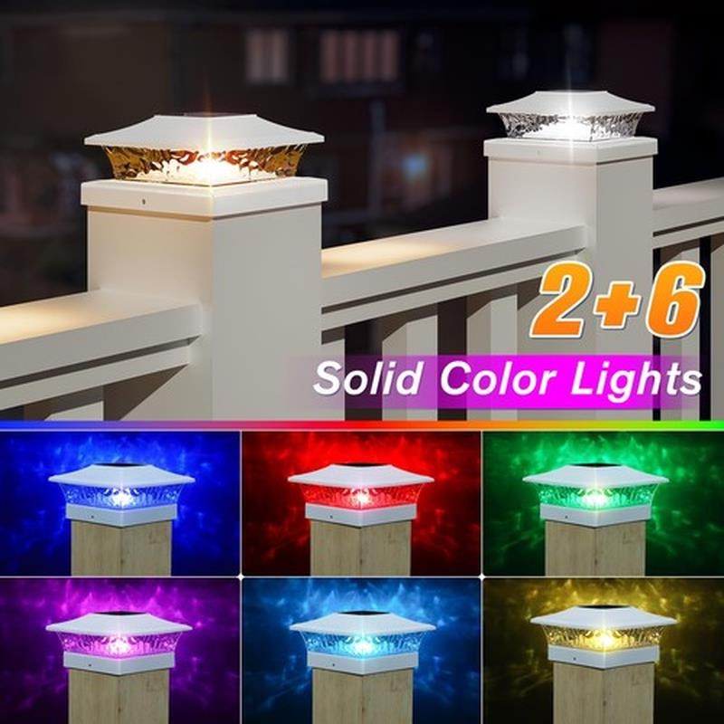 5X5 Vinyl Fence Post Caps Solar Lights,Solar Post Cap Lights with 4 ...
