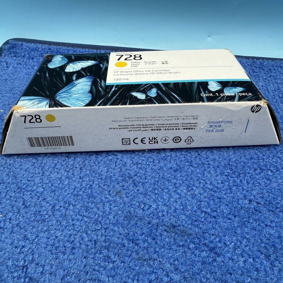 HP 728 130-ml Yellow DesignJet Ink Cartridge, F9J65A Exp 02/2026 | eBay