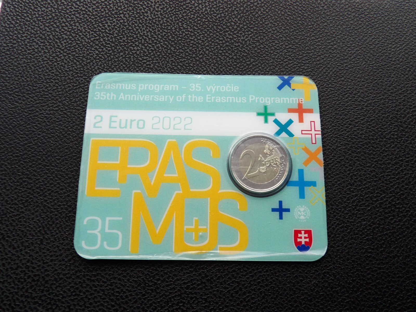 Slovakia 2022 2 euro coin card BU " 35 years of the Erasmus programme ...