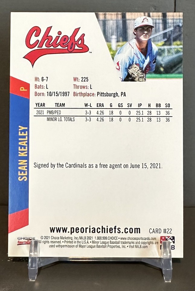 2021 Peoria Chiefs Sean Kealey | eBay