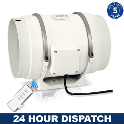 100mm/150mm/200mm Bathroom Extractor Fan Loft Mounted Inline Exhaust ...