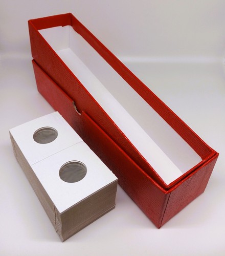 Guardhouse 9x2x2 Red Coin Storage Box with 50 Nickel Size Holder Flips ...