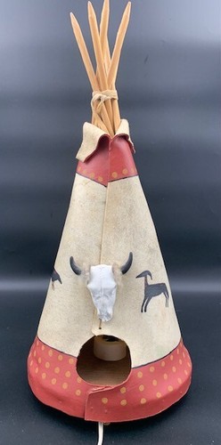 Teepee Side Table Night Light Lamp Native American Navajo Leather ...