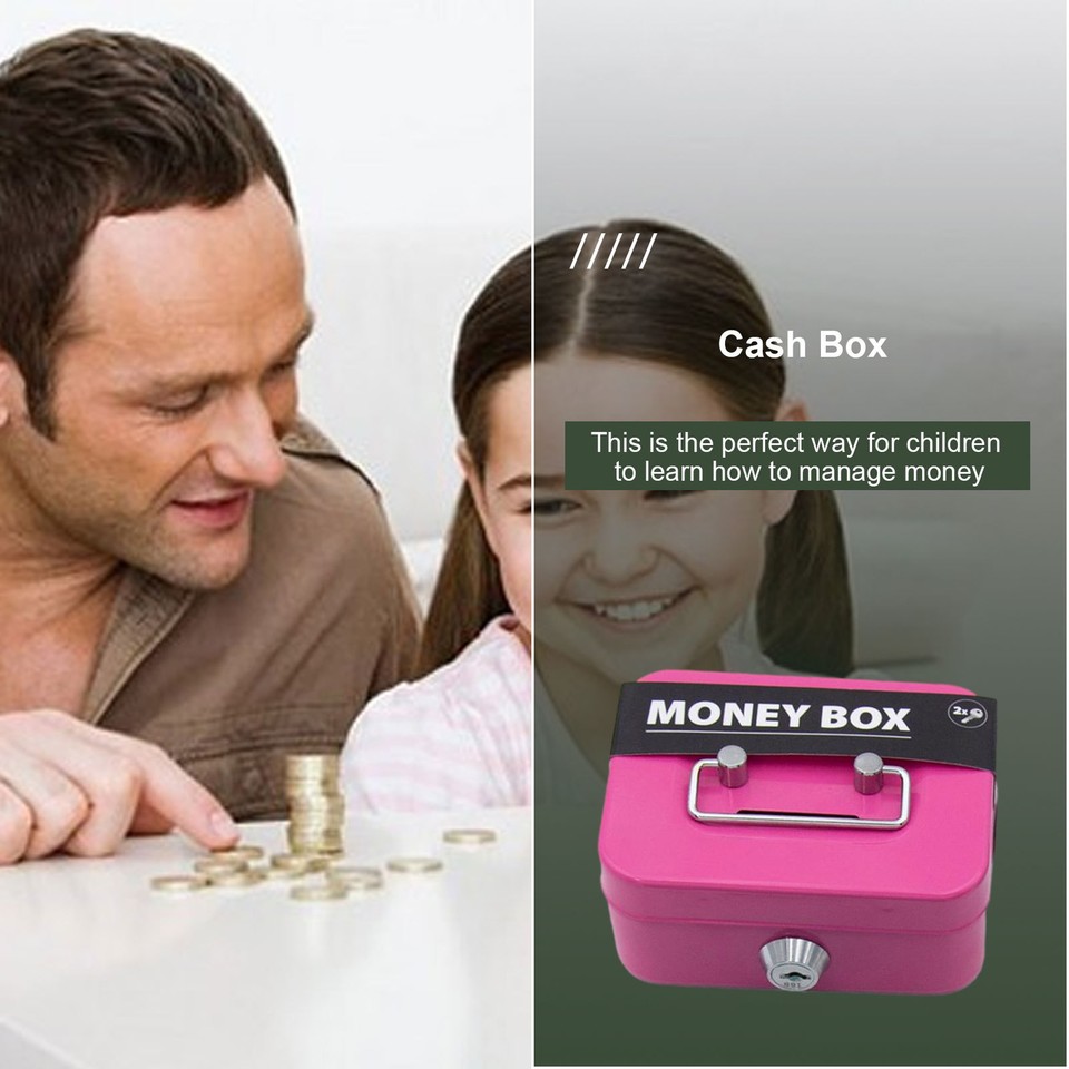 Small Lock Box Metal Cash Box Mini Safe Lock Box Money Bank Metal Coin ...