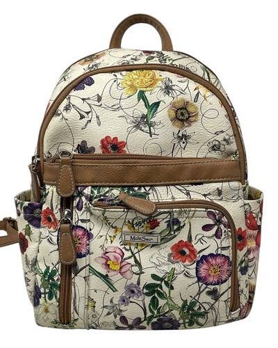 MultiSac-Small Backpack-Purse-Floral-Faux Leather-Pockets-Zippers | eBay