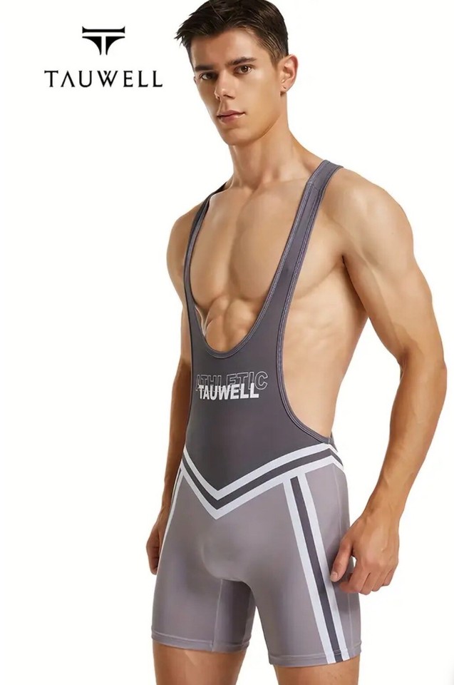 Mens Tauwell Gray Wrestling Singlet Bodysuit XL | eBay