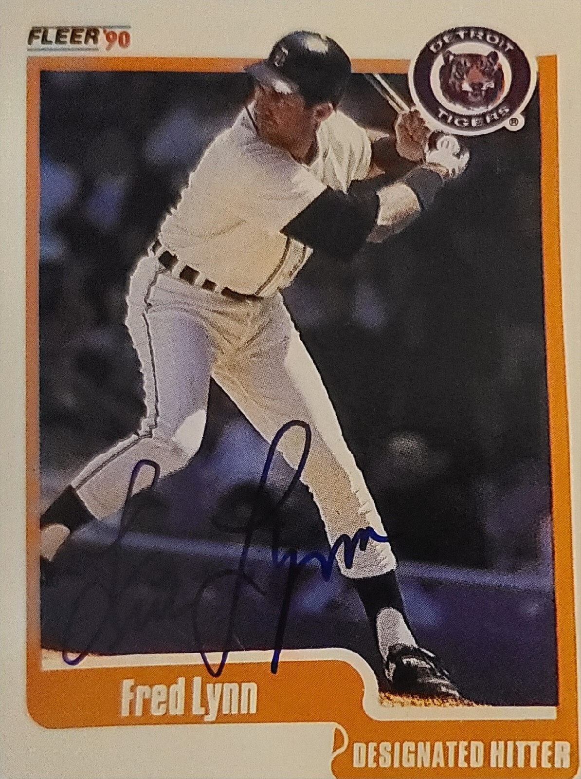 1990 FLEER #609 SIGNED FRED LYNN DETROIT TIGERS (RARE) TOUGH AUTOGRAPH ...