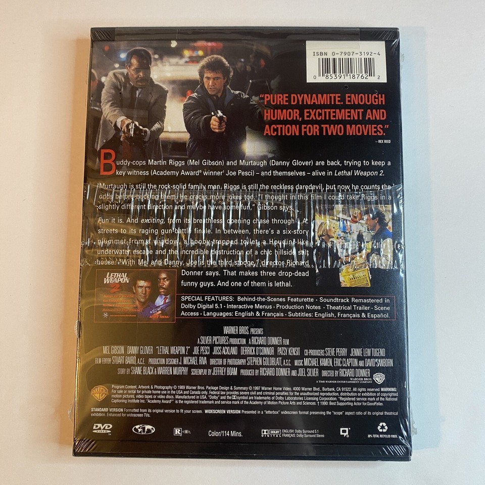 Lethal Weapon 2 (DVD, 1997) Mel Gibson, Danny Glover, Joe Percival ...