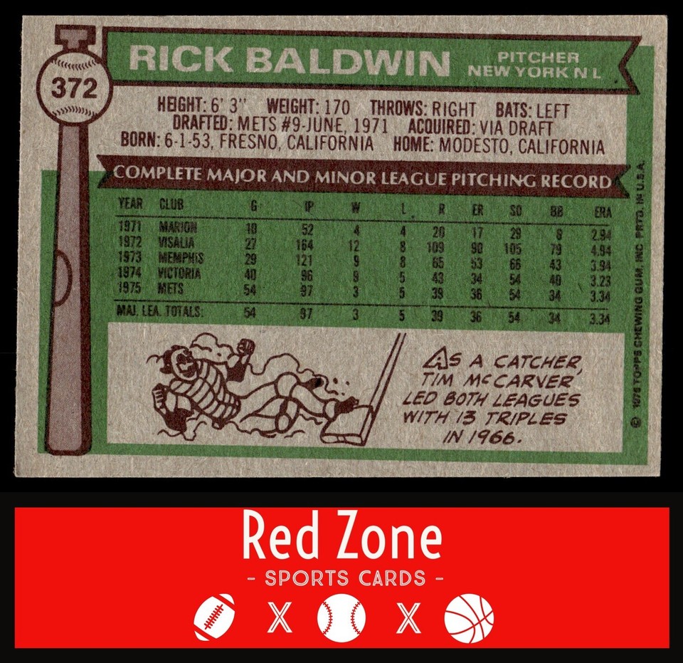 1976 Topps - #372 Rick Baldwin EX | eBay