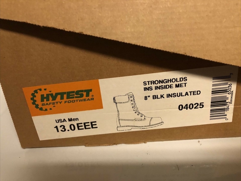 HYTEST STEEL TOE BOOTS STRONGHOLDS 8" BLACK IINSULATED 13.0 EEE USA Men ...