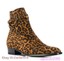 Mens Leopard Printed Buckles Ankle Boots Western Suede Leather High Top ...