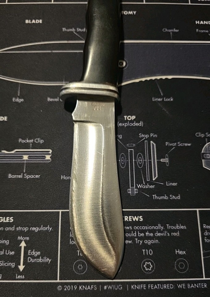 Vintage Buck USA 103 Skinner Knife 1972 w/Original Sheath Inverted ...