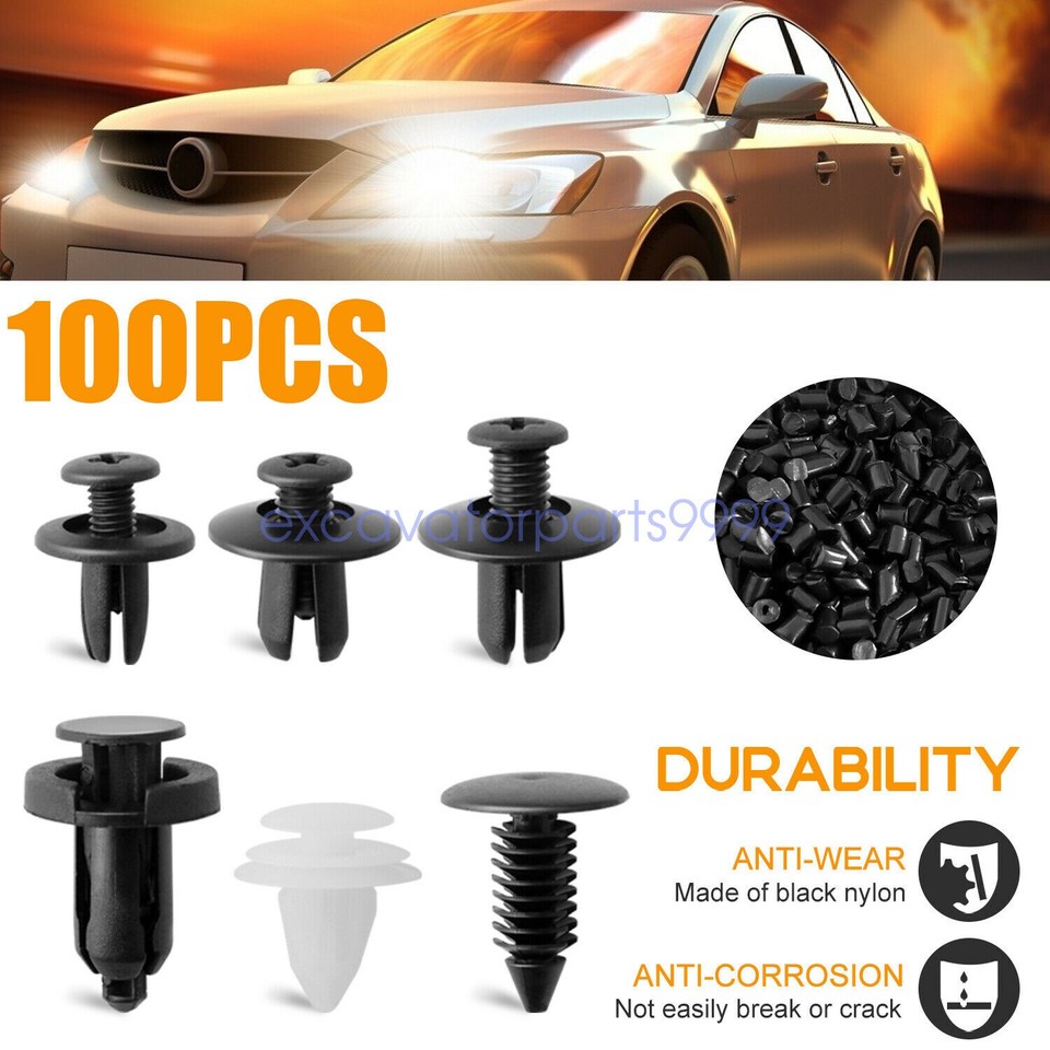 100x Car Push Pin Rivet Trim Clips Auto Fastener Plastic Fastener Screw ...
