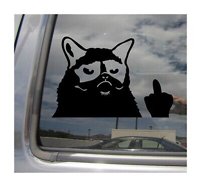 Angry Cat Flipping Finger - Middle Bird Funny Humor - Vinyl Decal ...