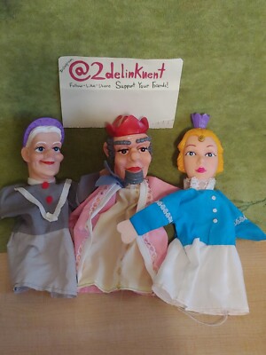 Lot of 5 Vintage German Rubber Head Cloth Body Hand Puppets King and ...