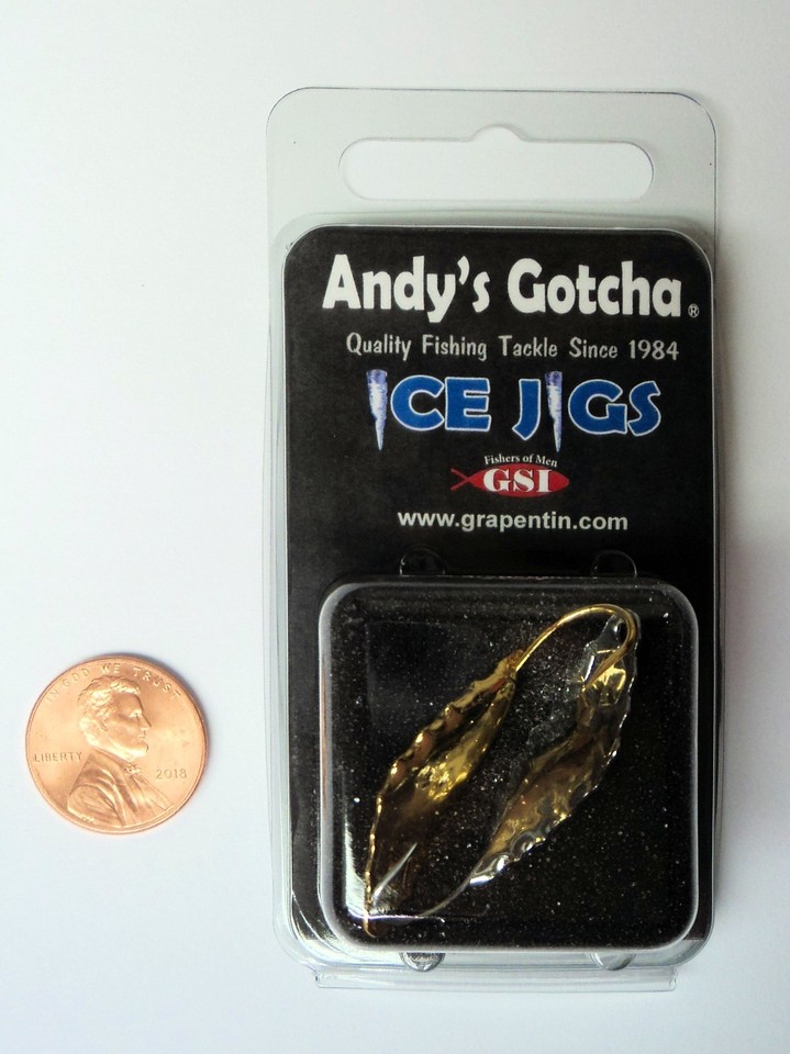 Andy's Gotcha Ice Jigs, TWO Packs (2 jigs per pk), #6 Hook, #3 Willow # ...
