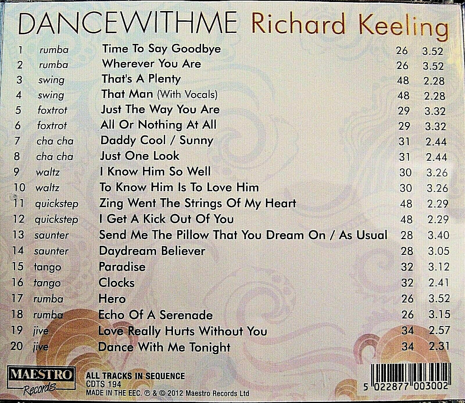 Dance With Me by Richard Keeling, (2012 CD) 20 Tracks, Free Shipping | eBay