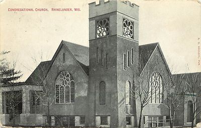 1909 Postcard; Congregational Church, Rhinelander WI Oneida County ...