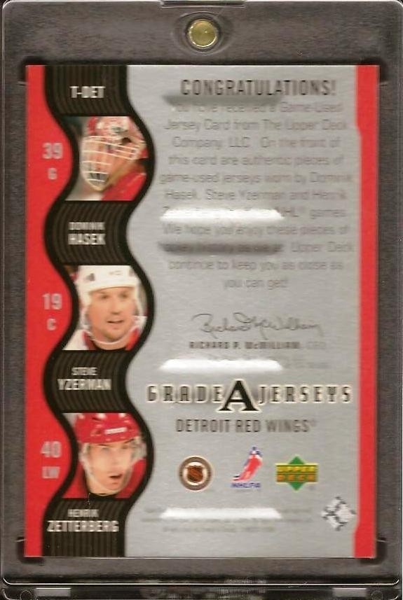 2003/04 UD Honor Roll Grade A Jerseys T-DET Hasek/Yzerman/Zetterberg | eBay