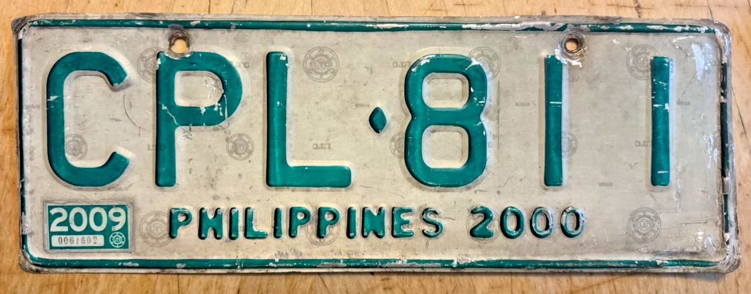 2009 PHILIPPINES 2000 PASSENGER AUTO LICENSE PLATE " CPL 811 " MANILA ...
