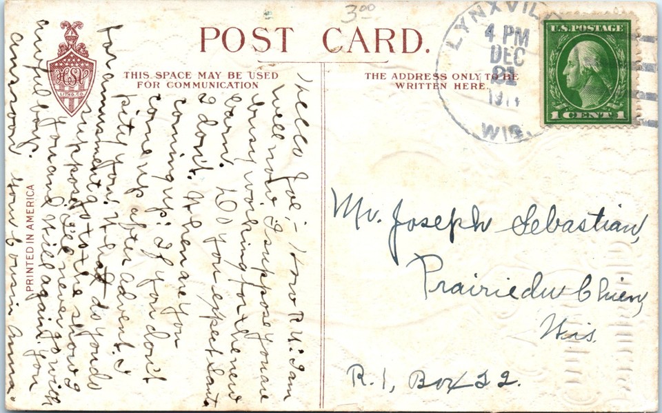 Vintage - Golden Squirrel Eating Nut Holly Christmas - Postcard - P13 ...