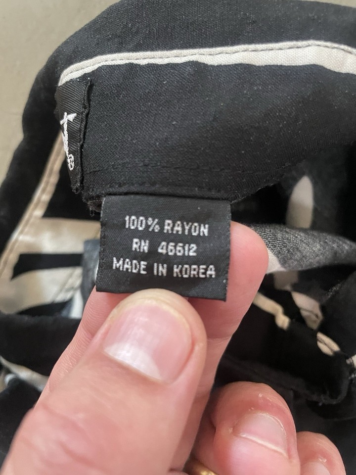 Vintage Alan Stuart Shirt Black White Geometric Banded Waist Tony ...